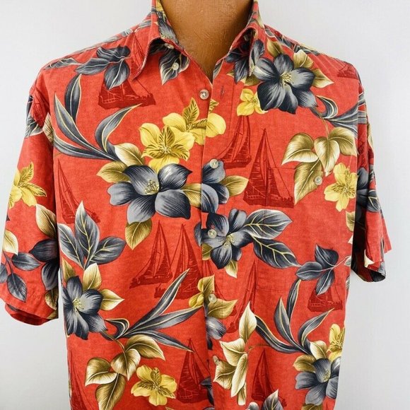 campia moda | Shirts | Campia Moda Aloha Hawaiian Shirt Large Orange ...